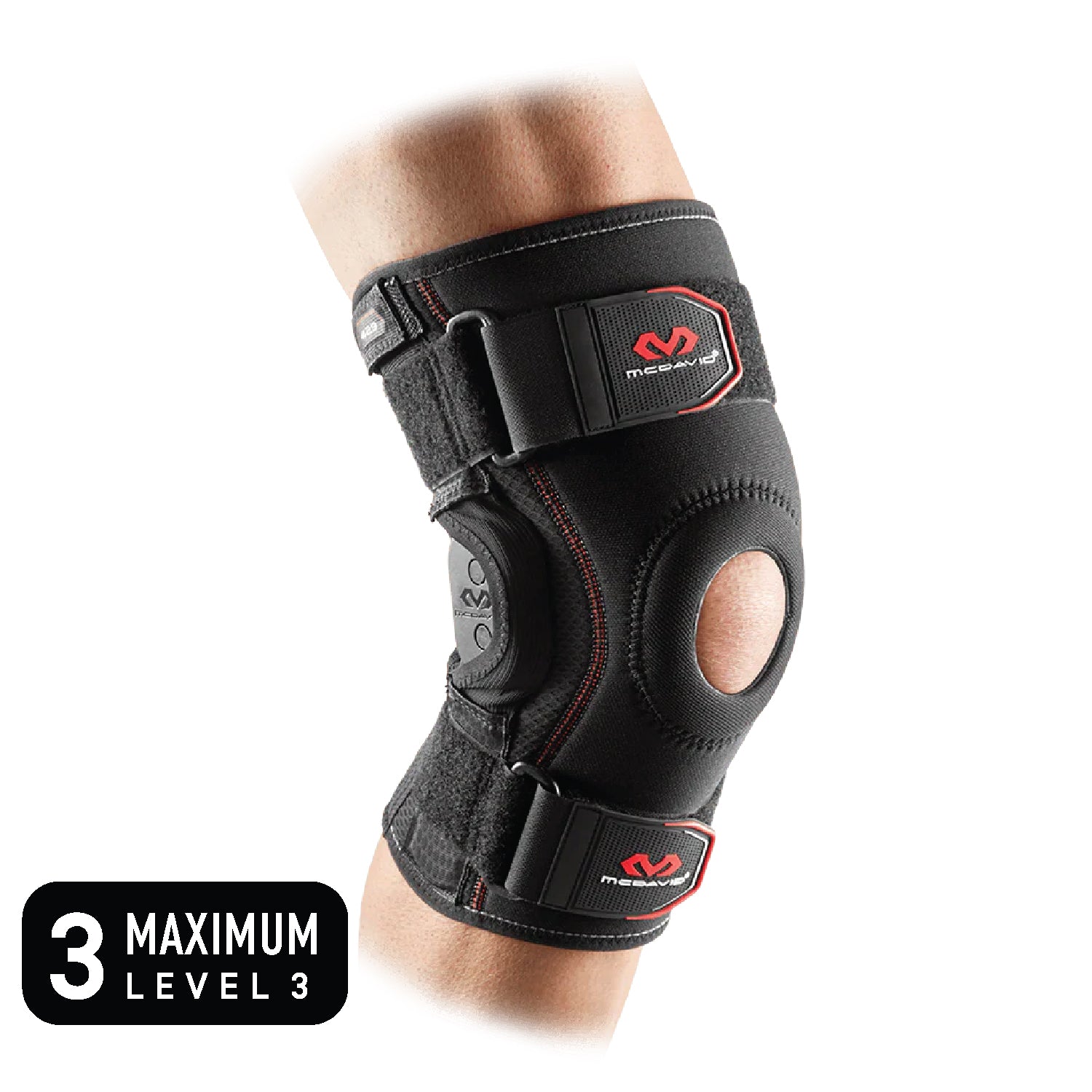MCDAVID 429 | Parallel hinged knee brace Donut covers the knees, straps ...
